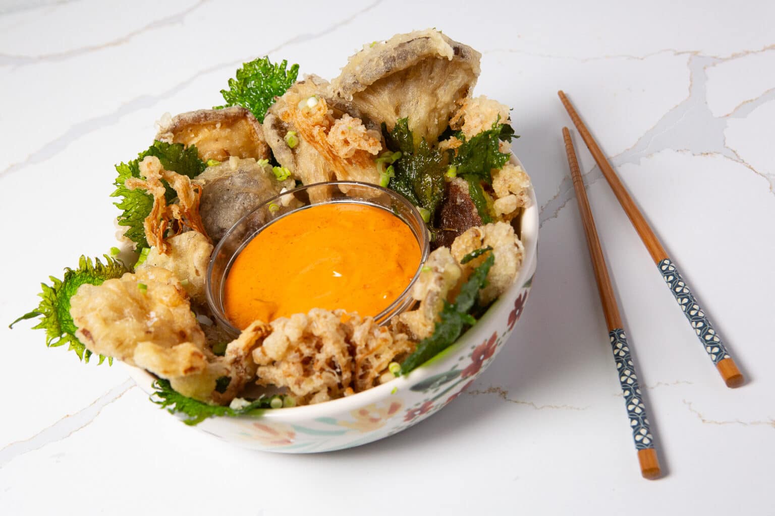 EXTRA CRISPY Tempura Mushrooms: Oyster, Shiitake, & Enoki