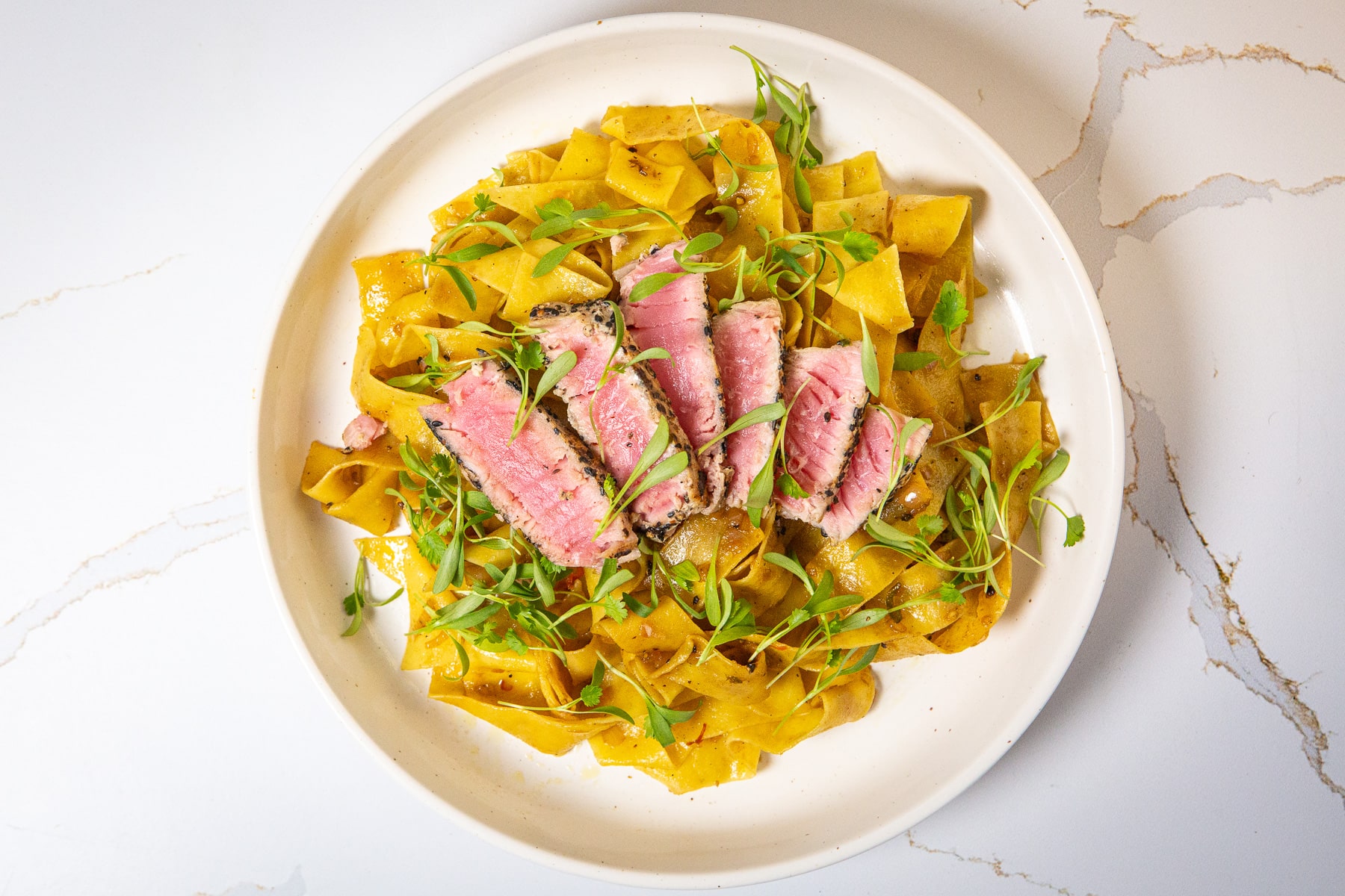 Spicy Ahi Tuna Pasta w/ Ponzu & Wasabi Noodles